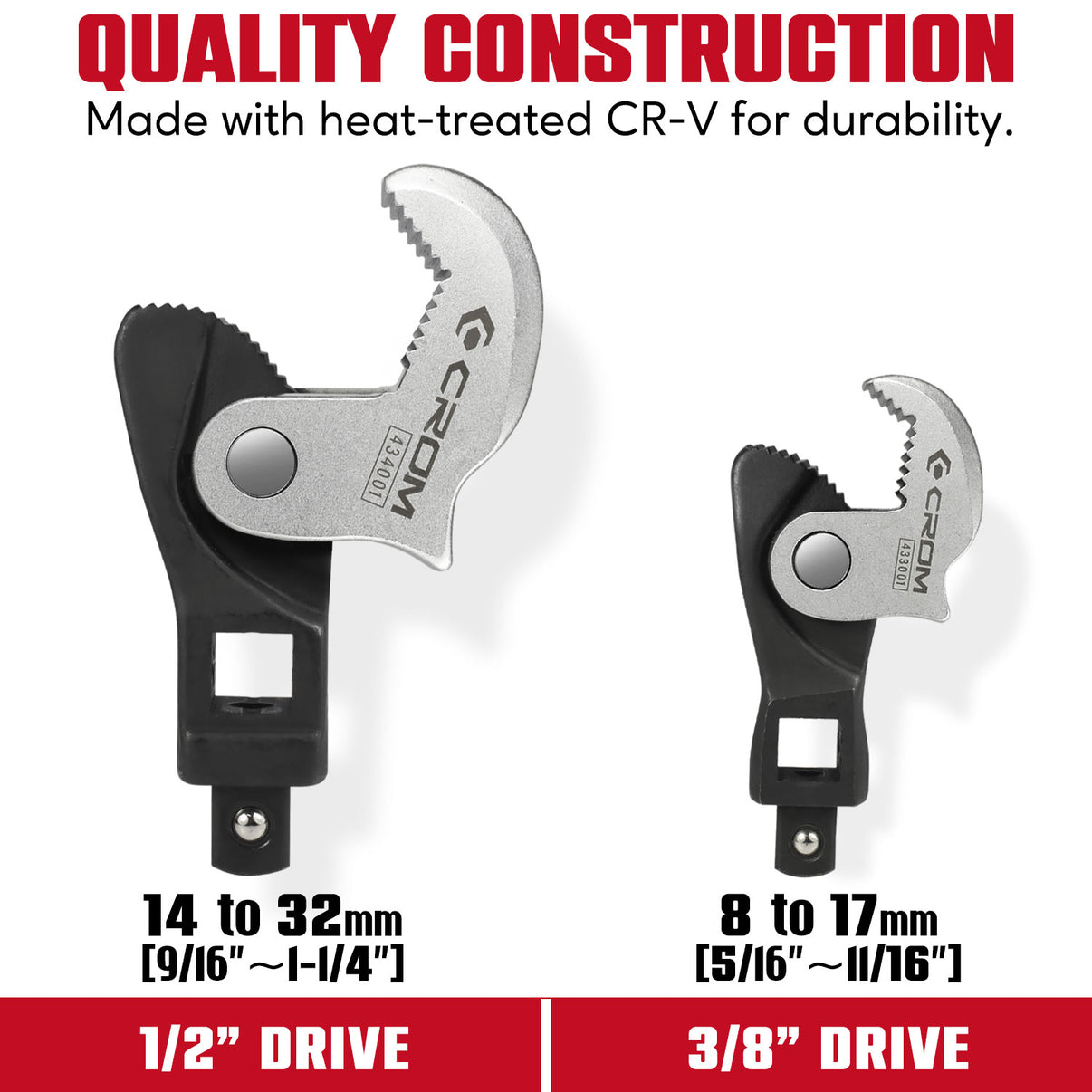 2-Piece Spring Loaded Adjustable Crowfoot Wrench Set - 43002 – CROM