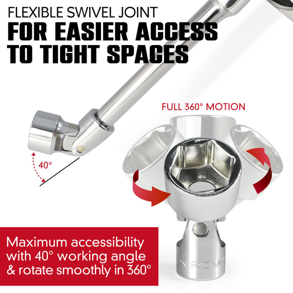 10-Piece 3/8” Drive Metric Flex Socket Set – 6 Points | CROM Tool